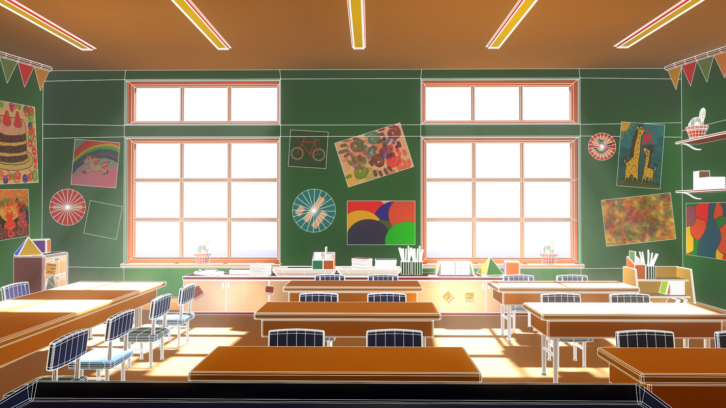 3D classroom 02 cartoon - model - TurboSquid 1389590