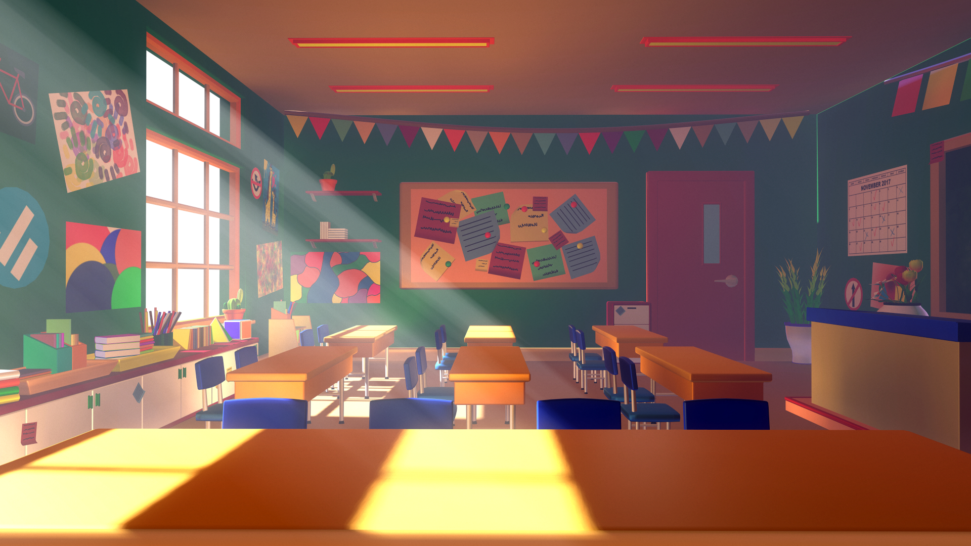 3D classroom 02 cartoon - model - TurboSquid 1389590