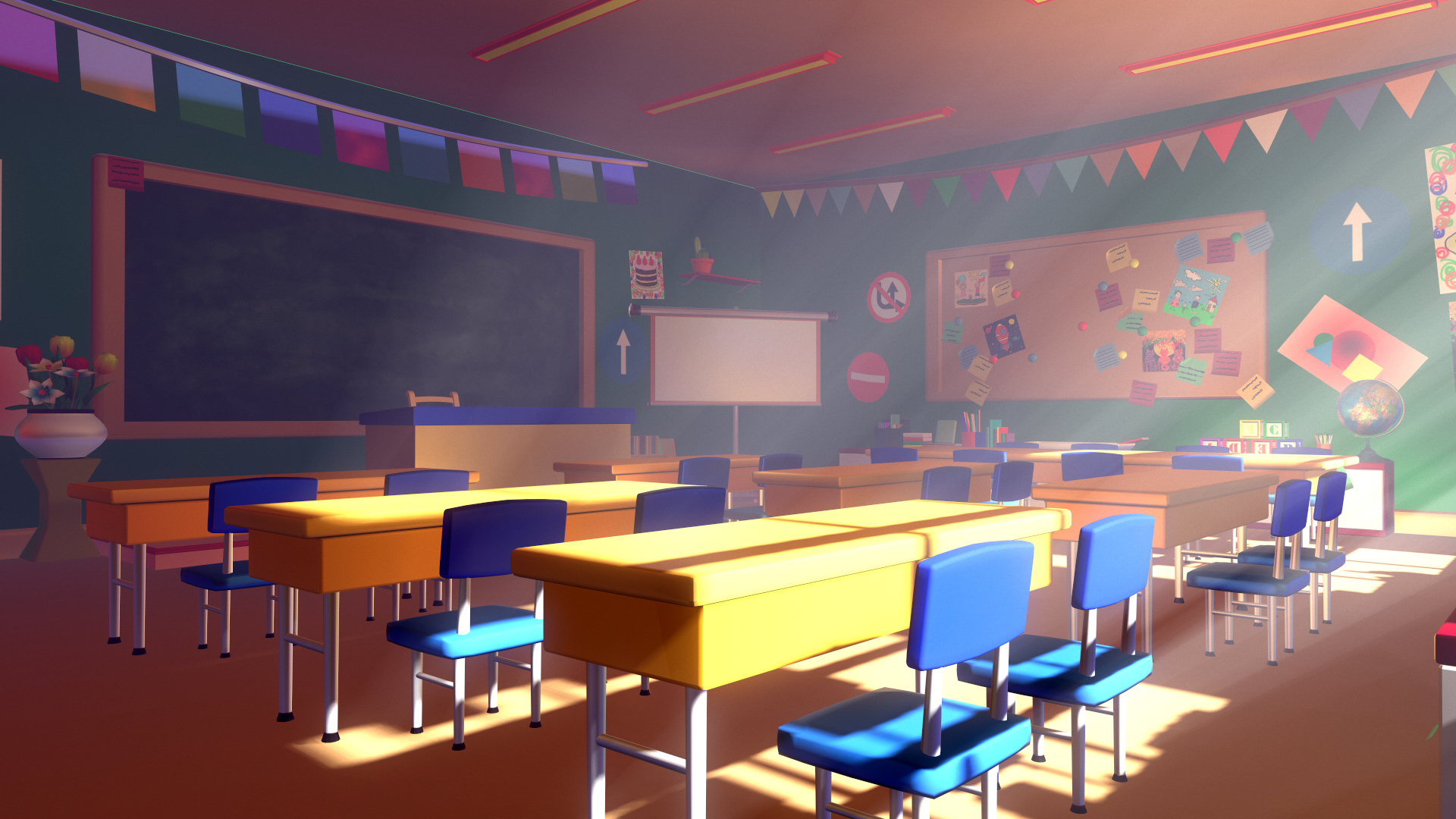 3D classroom 02 cartoon - model - TurboSquid 1389590