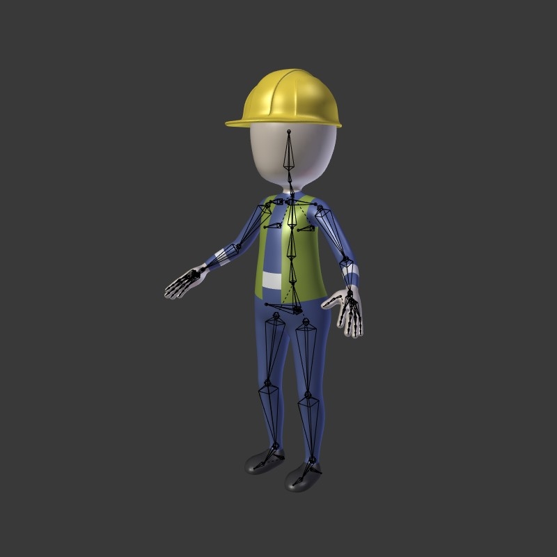 3D cartoon construction worker working - TurboSquid 1390276