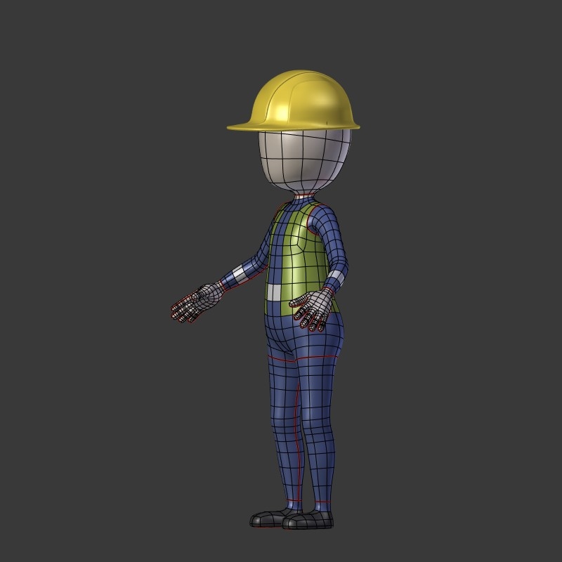3D cartoon construction worker working - TurboSquid 1390276