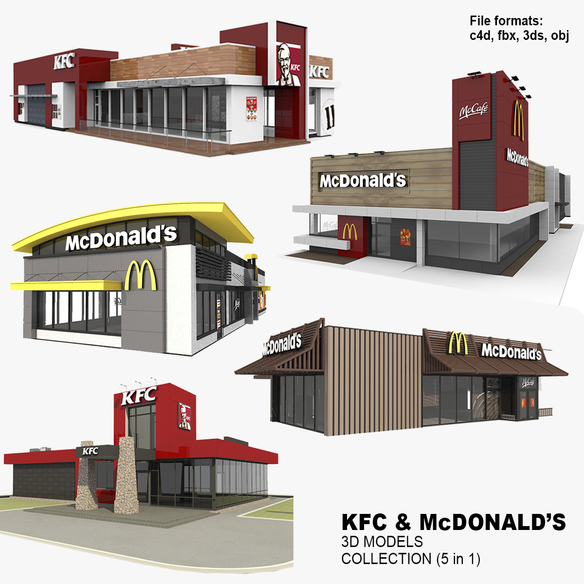 modelo 3d Colección KFC & McDonalds 5 en 1 (Vol.2) - TurboSquid 1386750