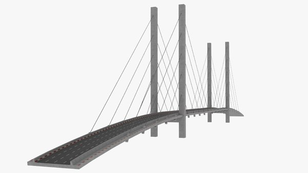 3D cable-stayed bridge - TurboSquid 1392830