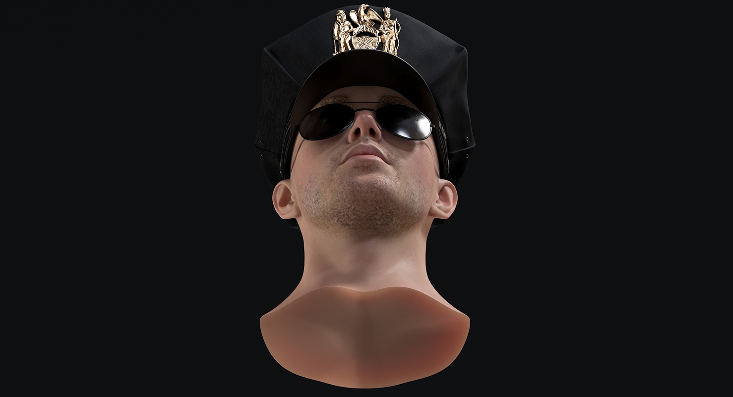 3D male police head - TurboSquid 1392821