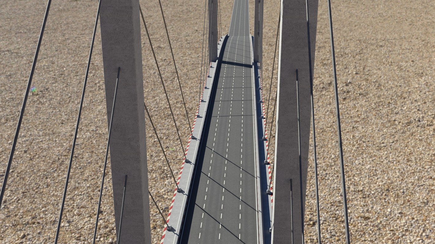 3D cable-stayed bridge - TurboSquid 1392830