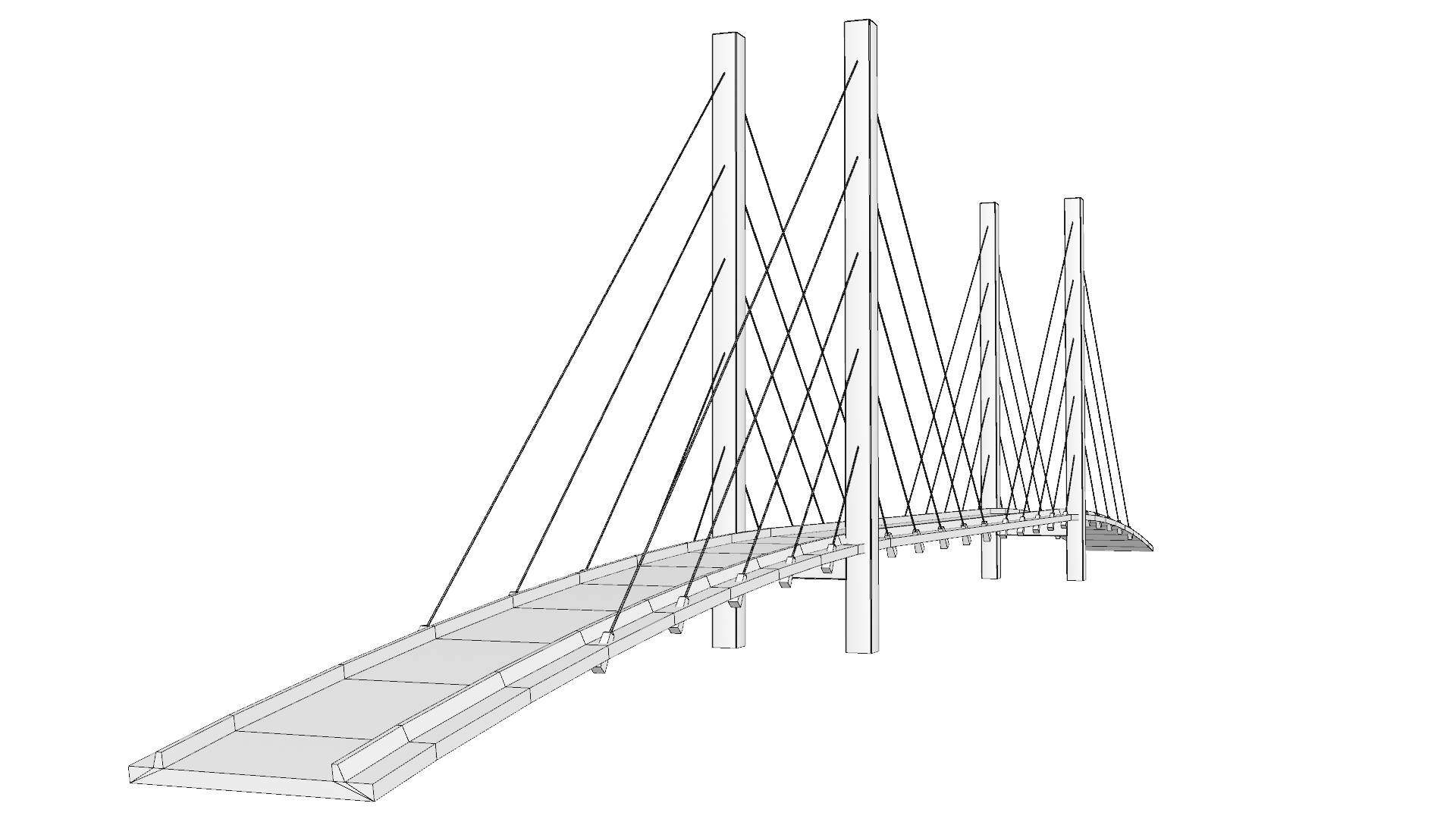 3D cable-stayed bridge - TurboSquid 1392830