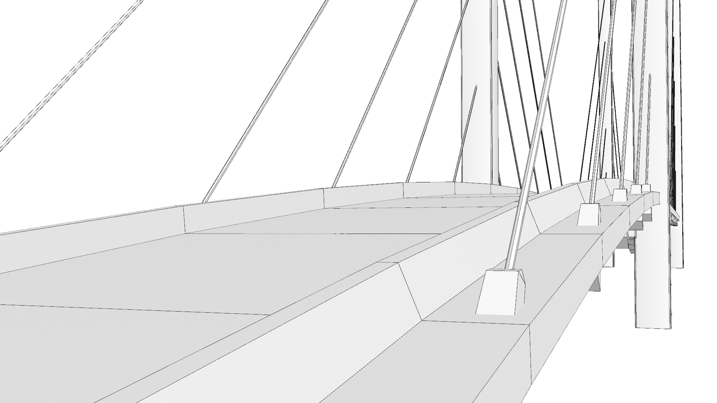 3D cable-stayed bridge - TurboSquid 1392830