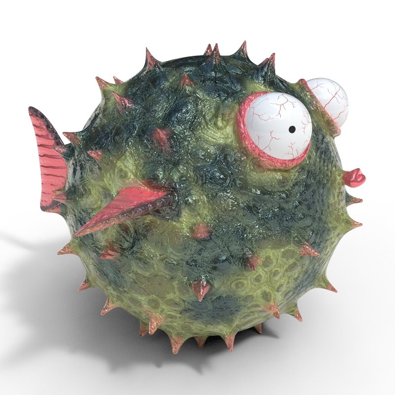 3D blowfish cartoon pufferfish - TurboSquid 1392907