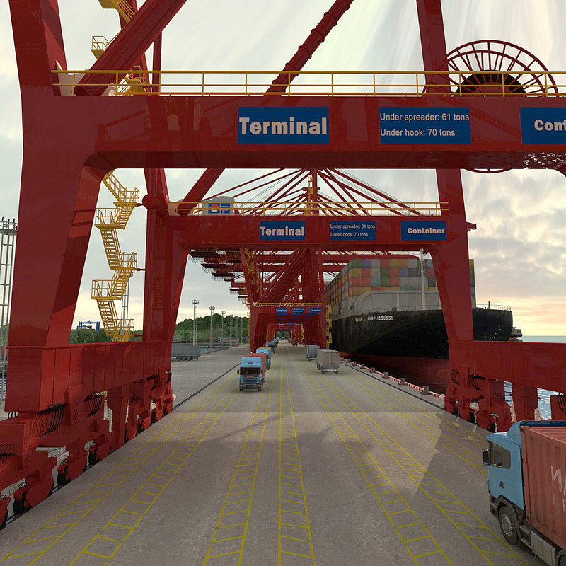 Container terminal 3D model - TurboSquid 1393217