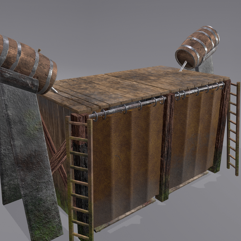 3D medieval shower outdoors model - TurboSquid 1393457