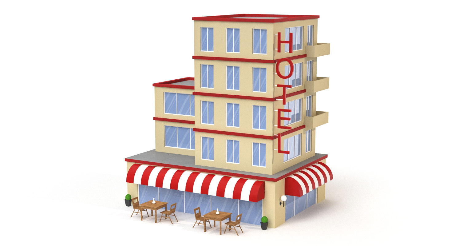Cartoon hotel 3D model - TurboSquid 1393909