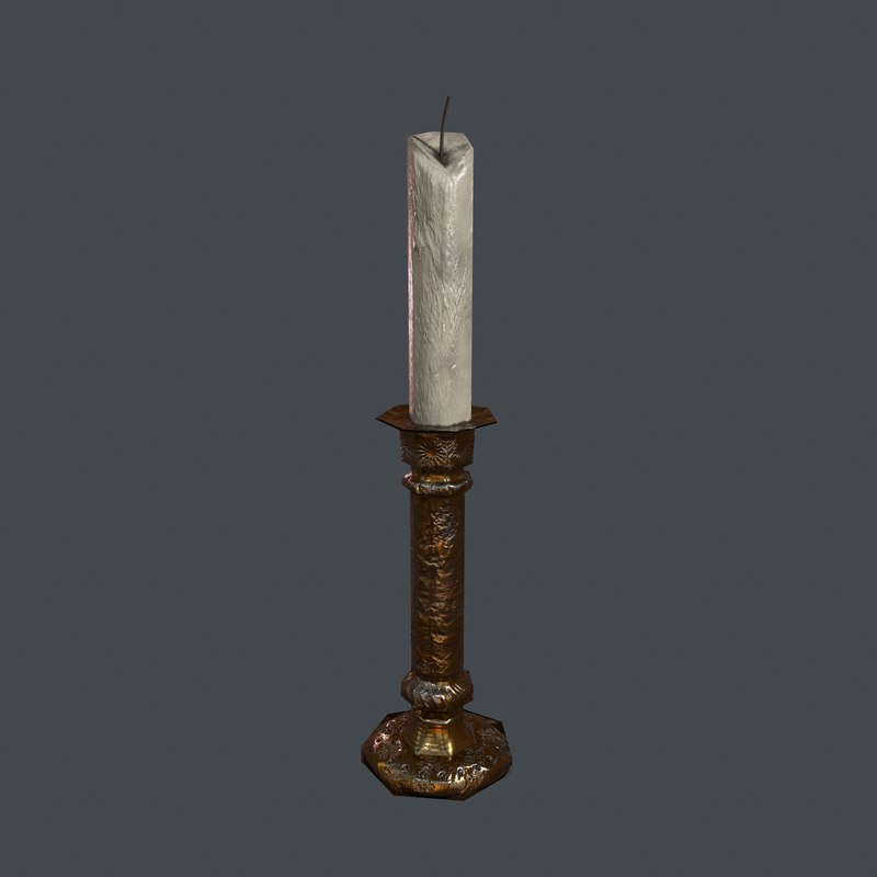 3D medieval candle stick - TurboSquid 1396045