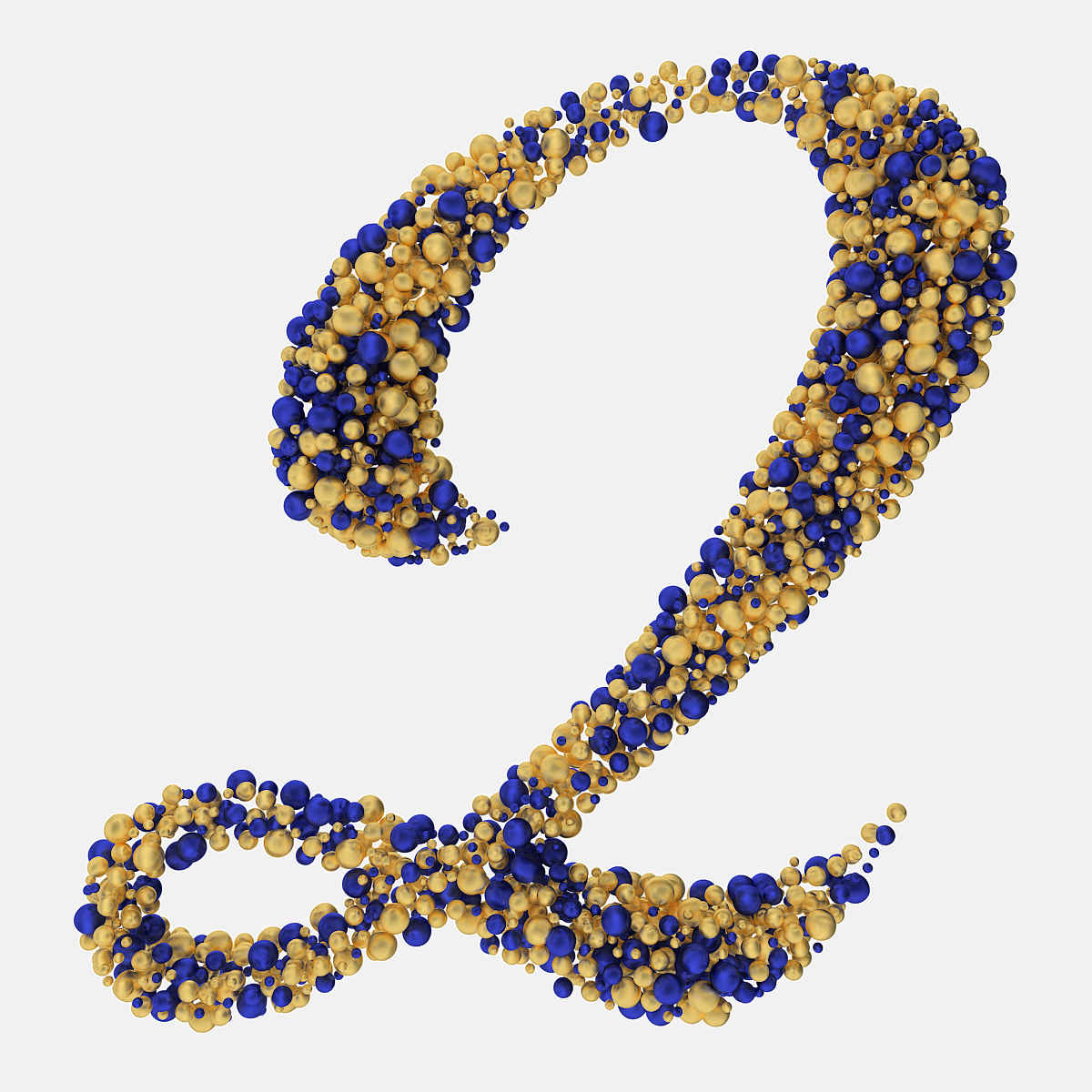 Calligraphic digit 2 number 3D model - TurboSquid 1396143