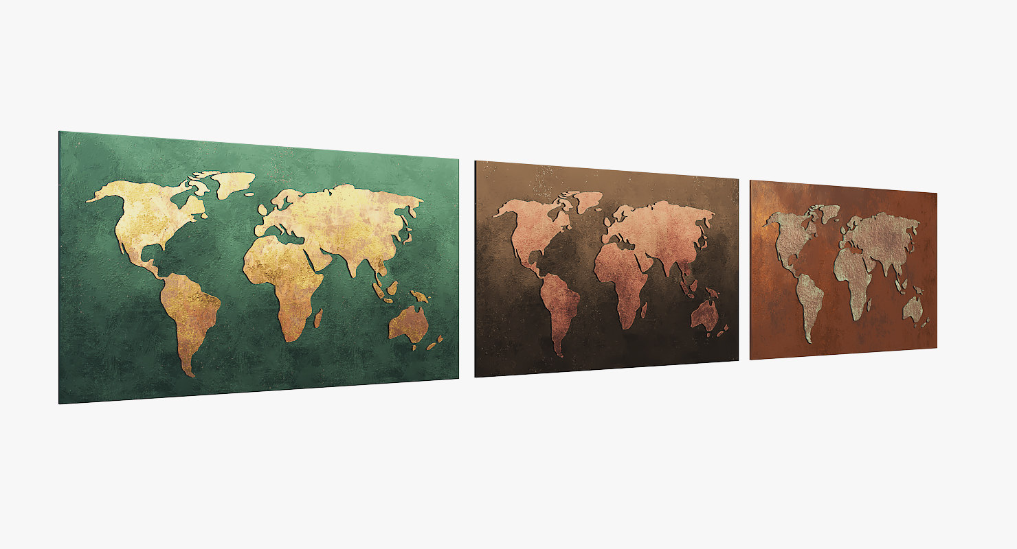 Worldmap copper 3D model - TurboSquid 1397344