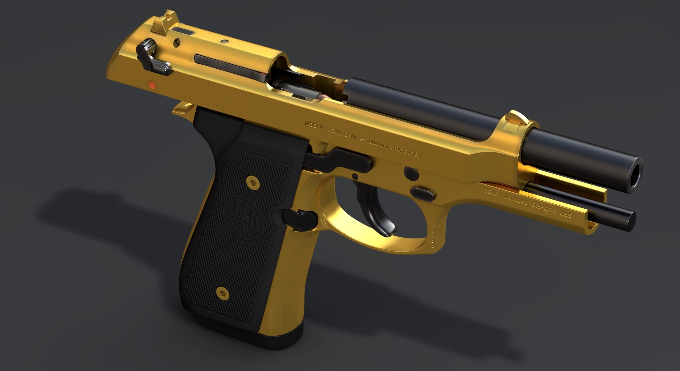 Beretta m9 gold - model - TurboSquid 1397321