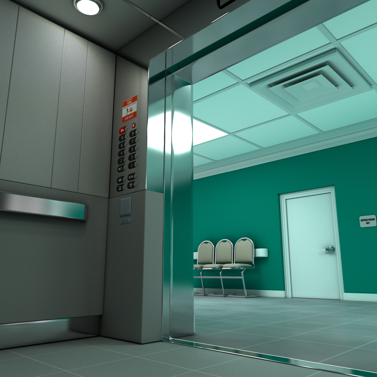 Scene elevator lobby interior 3D model - TurboSquid 1401712