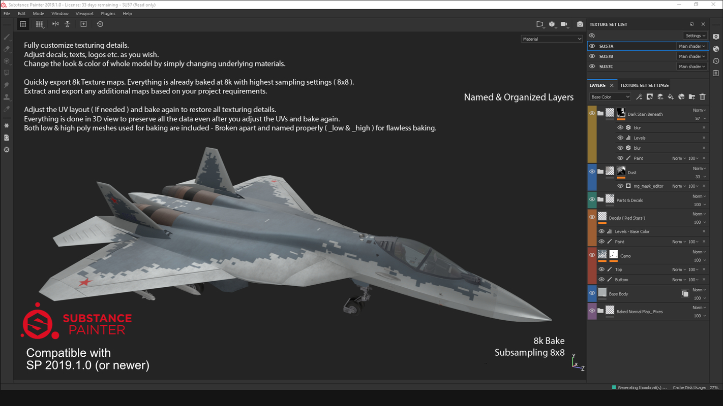 Sukhoi su-57 - pbr 3D - TurboSquid 1402272