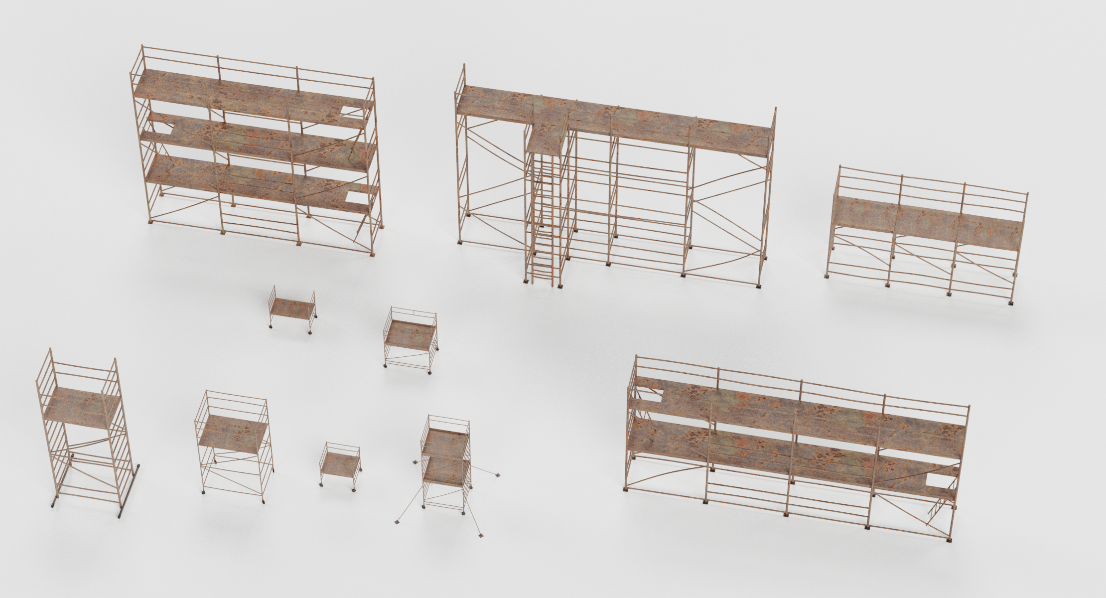 Old scaffolding set 3D - TurboSquid 1402333
