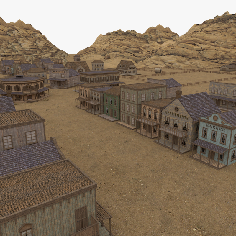 Western village model - TurboSquid 1401788