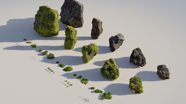 3D model moss 7 species stones - TurboSquid 1403092
