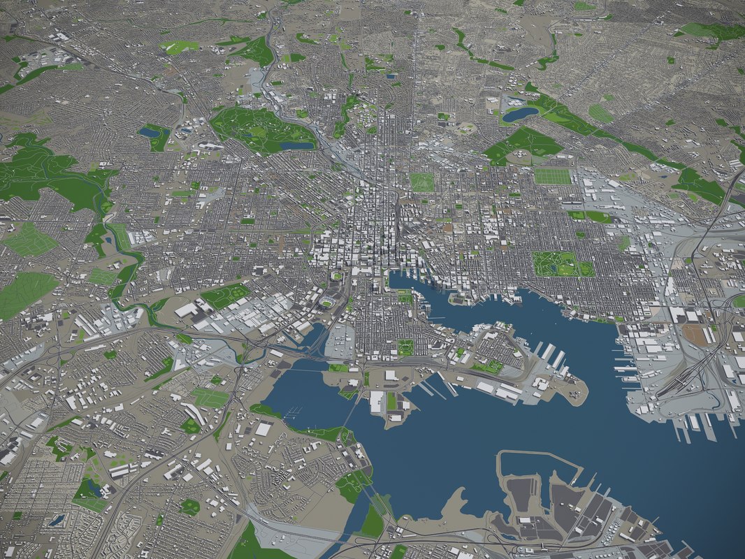 3D city baltimore surrounding area model - TurboSquid 1403410