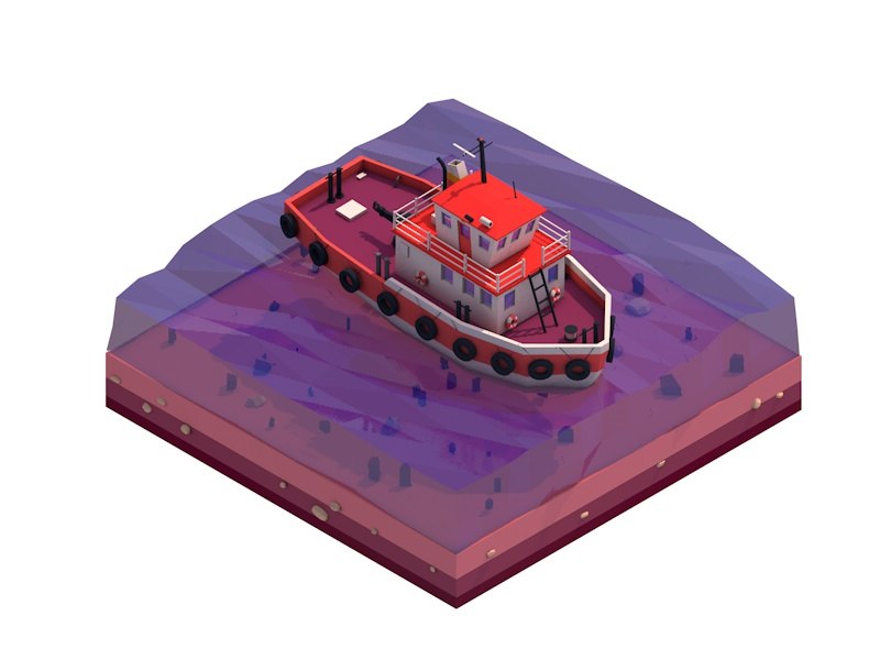 Free 3D cartoon tugboat illustration - TurboSquid 1403550