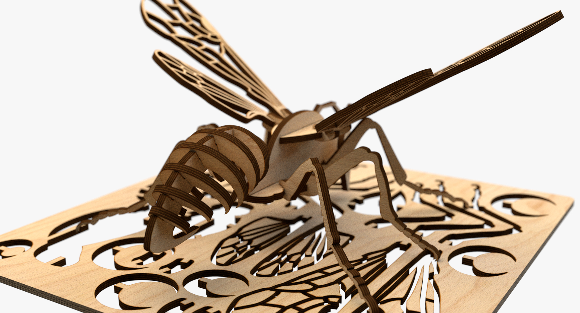 3D bee laser cut puzzle model - TurboSquid 1285816