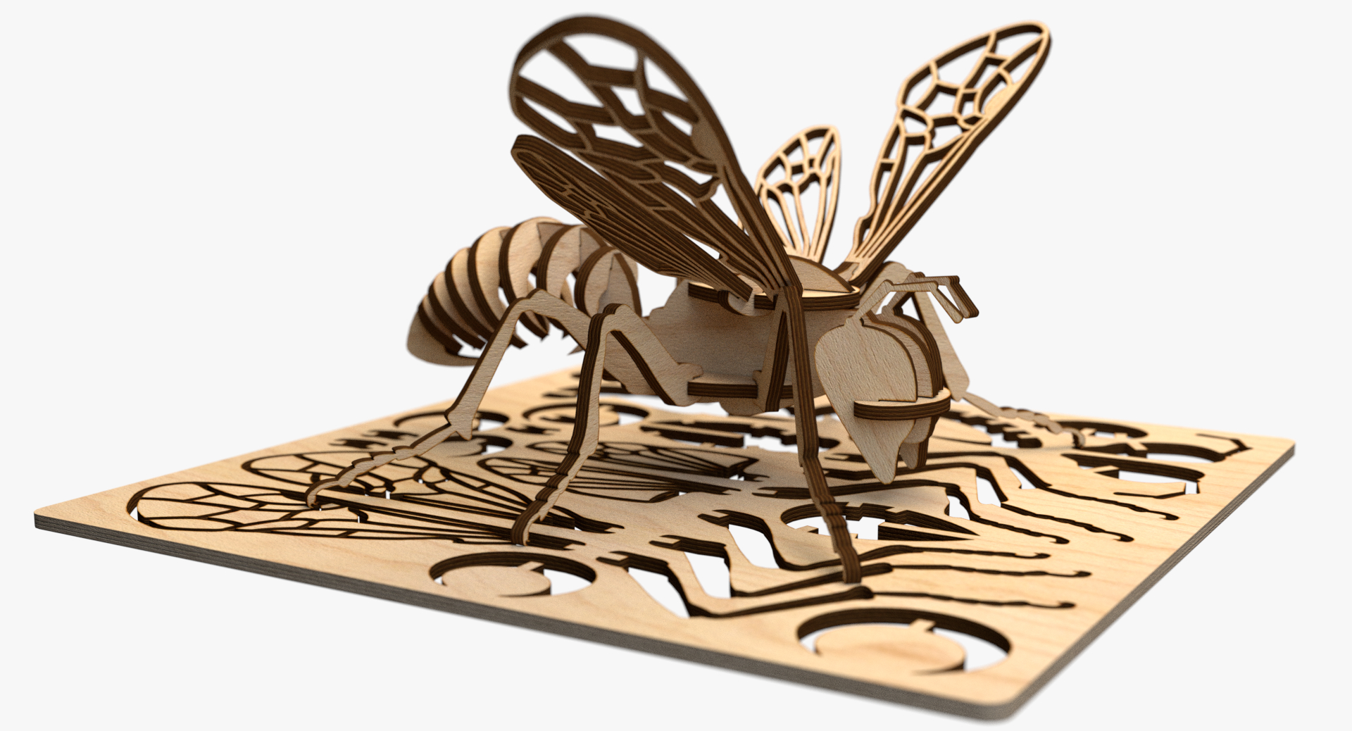 3D bee laser cut puzzle model - TurboSquid 1285816