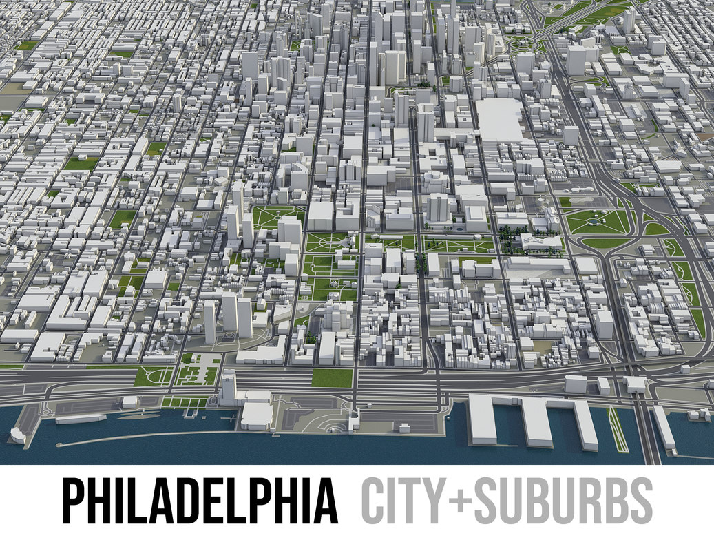 3D city philadelphia surrounding area - TurboSquid 1404117