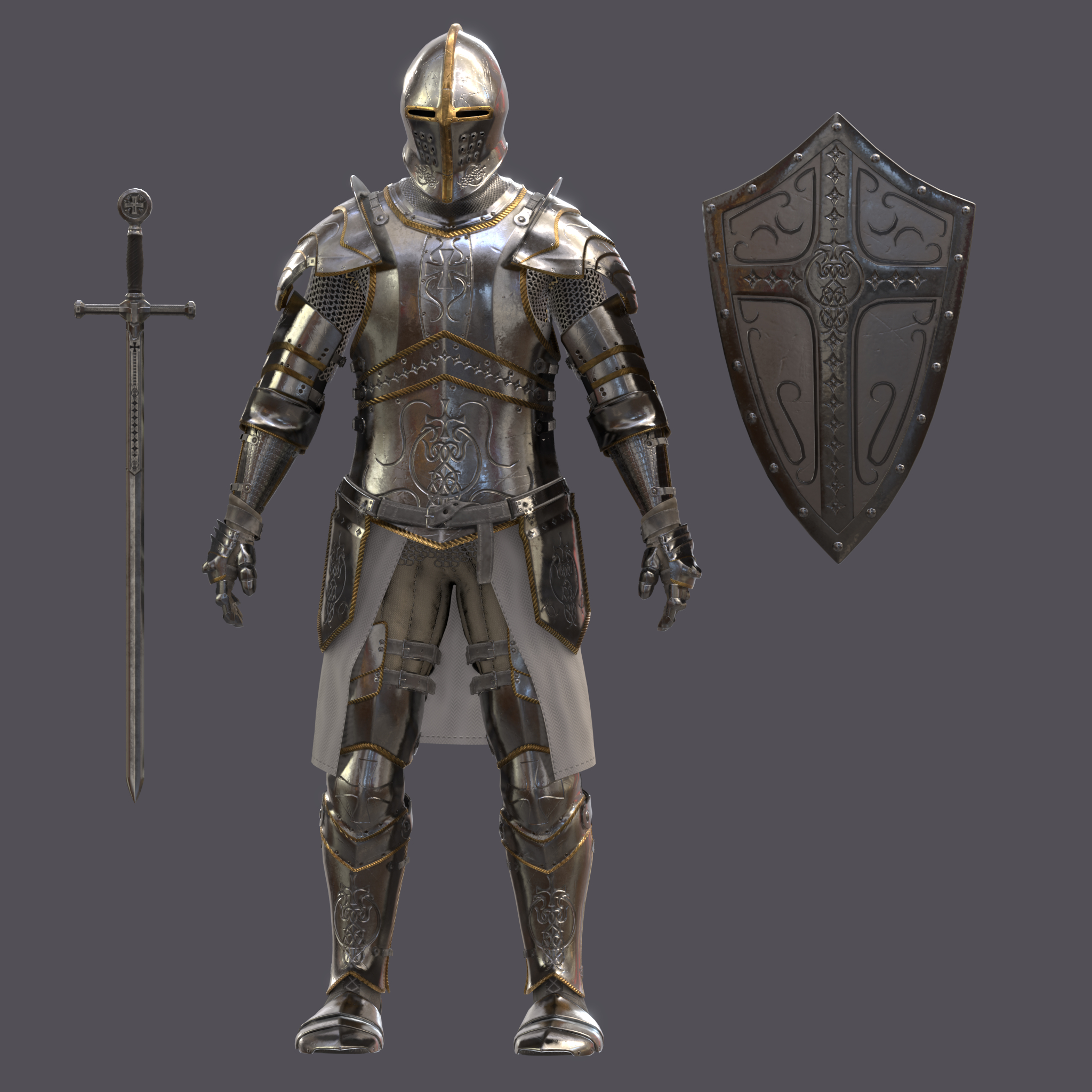 Templar knight armor character 3D - TurboSquid 1394348
