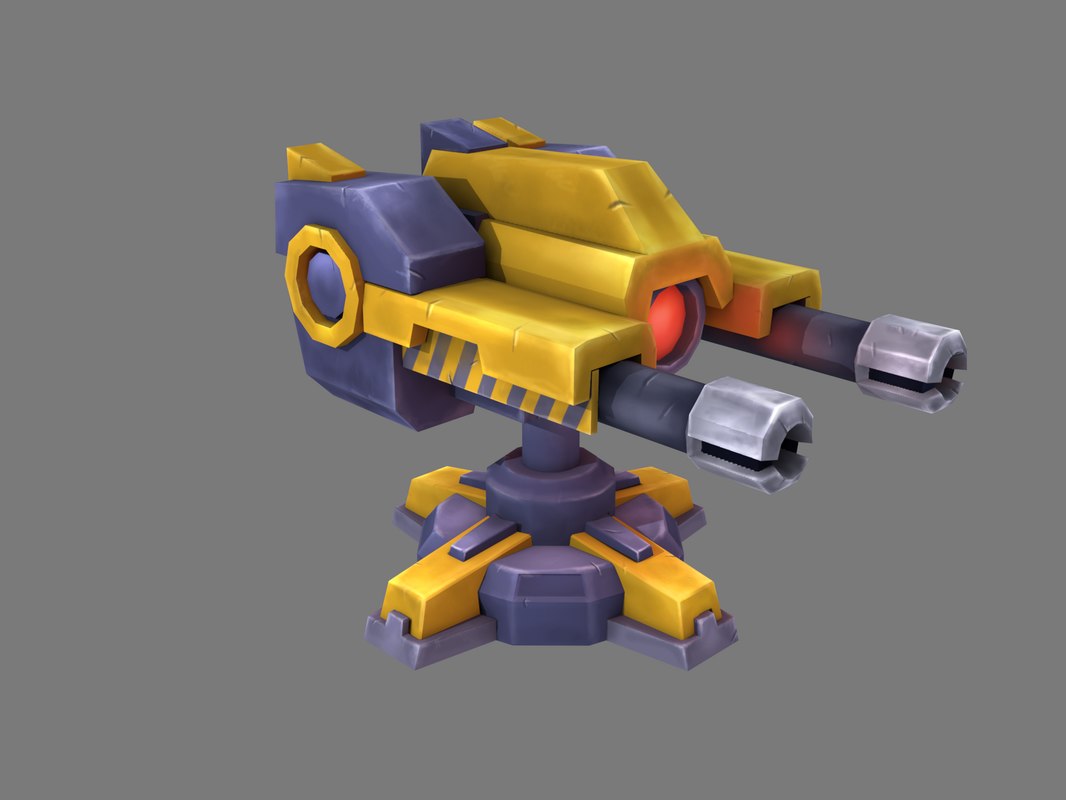 Double gun turret model - TurboSquid 1406333