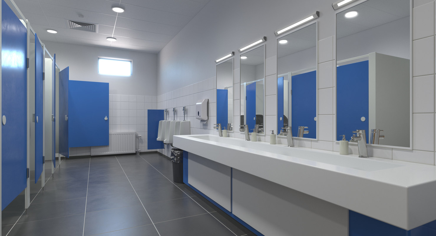3D model realistic restroom public - TurboSquid 1406343