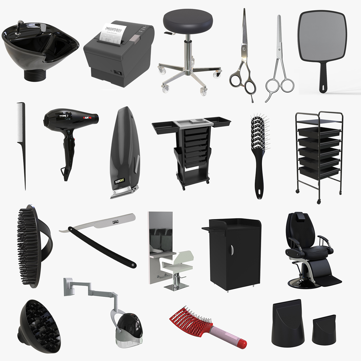 3D hairdresser accessories equipments hair - TurboSquid 1407291