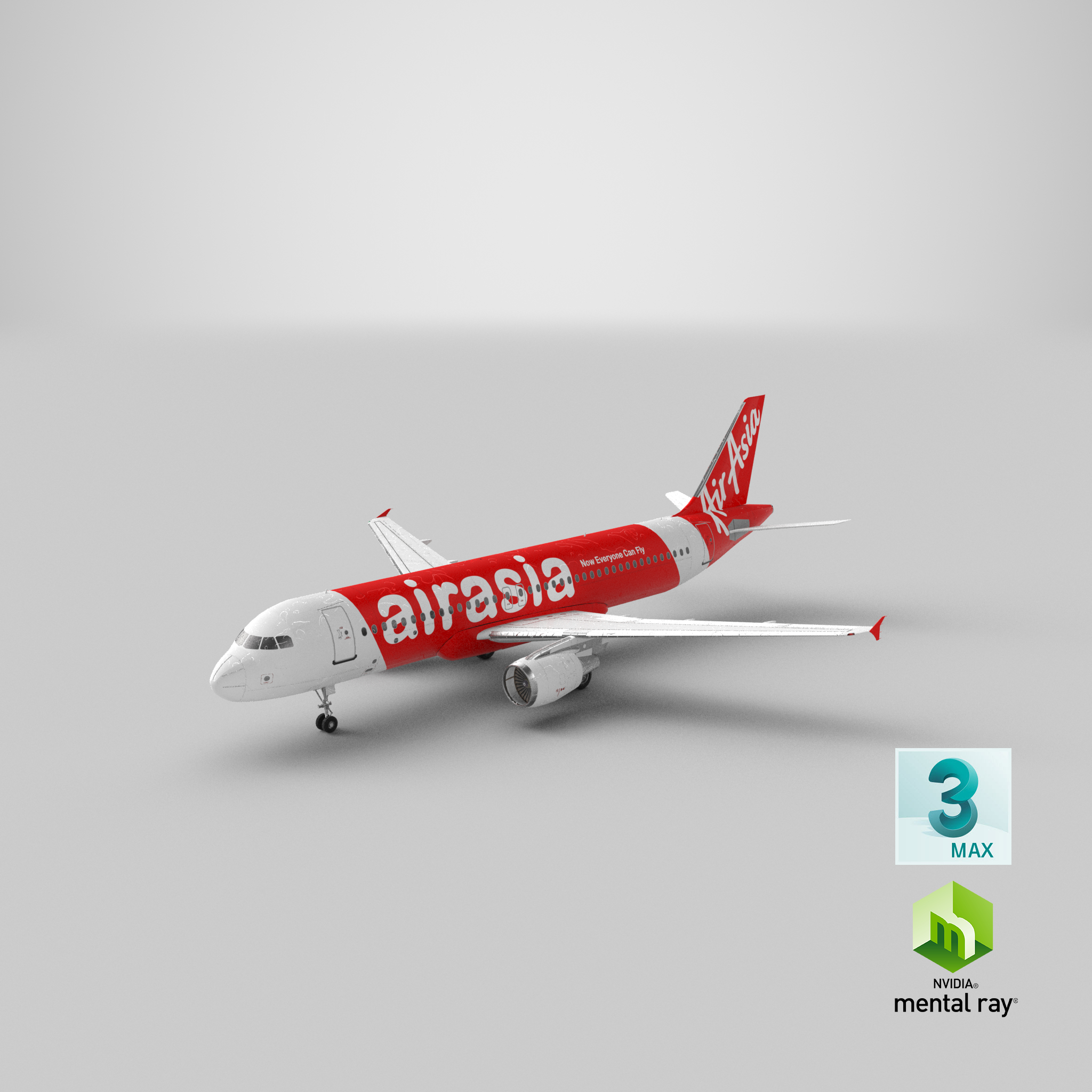 airbus a320 airasia animation 3d max