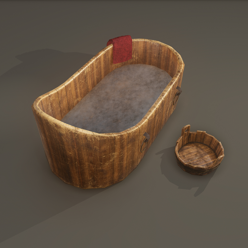 Wooden medieval wash tub 3D model - TurboSquid 1408545