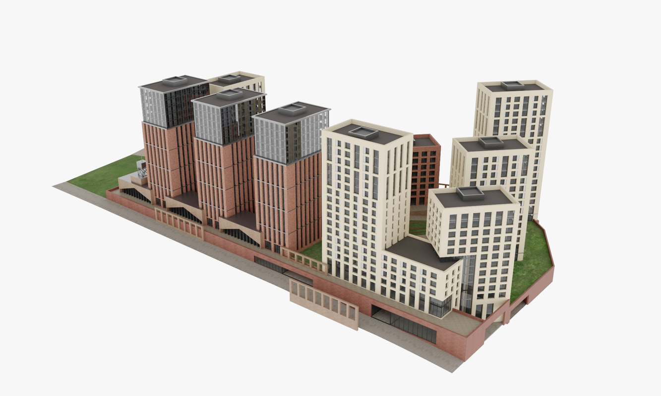 Architecture brick residential complex model - TurboSquid 1366179
