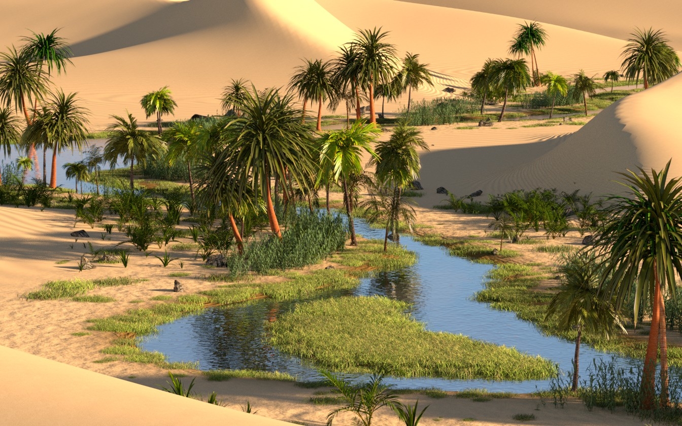 Long oasis desert scene 3D model - TurboSquid 1409016