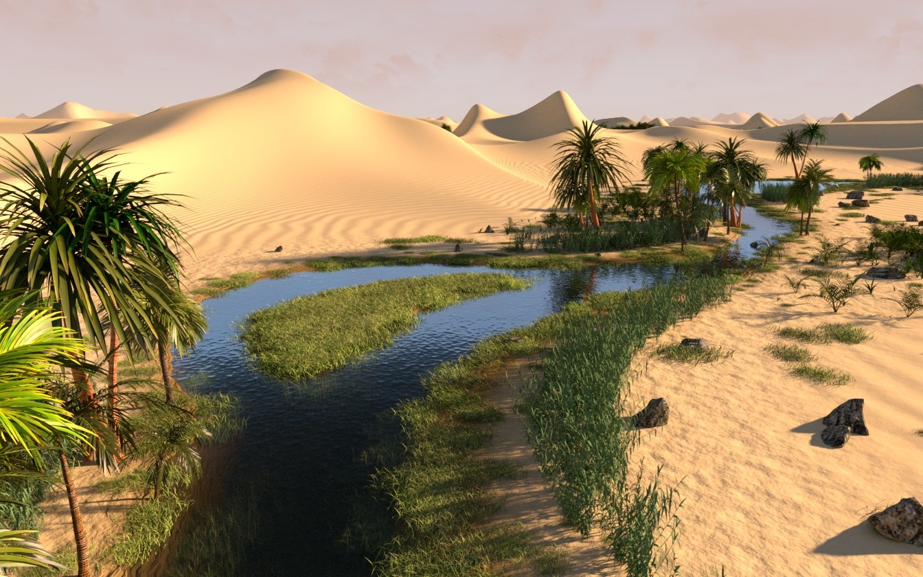Long oasis desert scene 3D model - TurboSquid 1409016