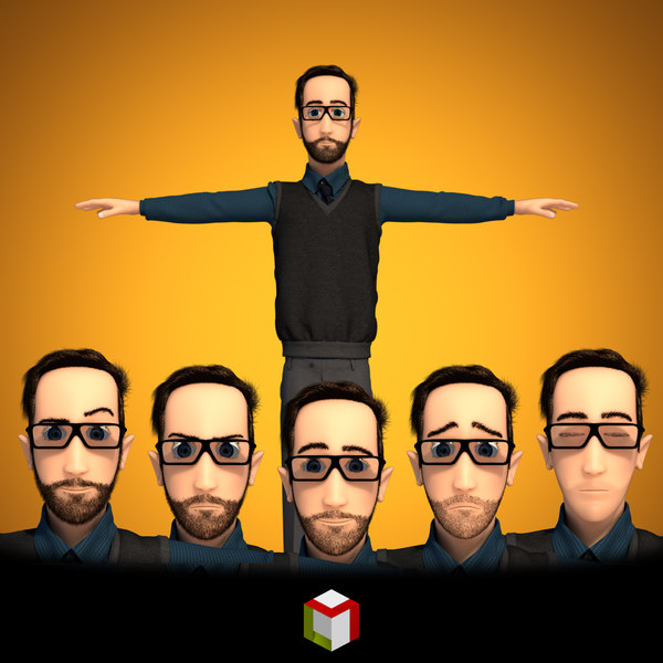 3d rigged cartoon classic superhero model