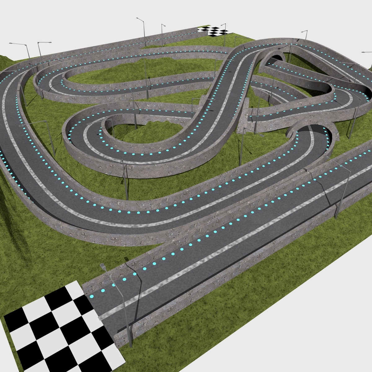 Racetrack street lights 3D model - TurboSquid 1409137