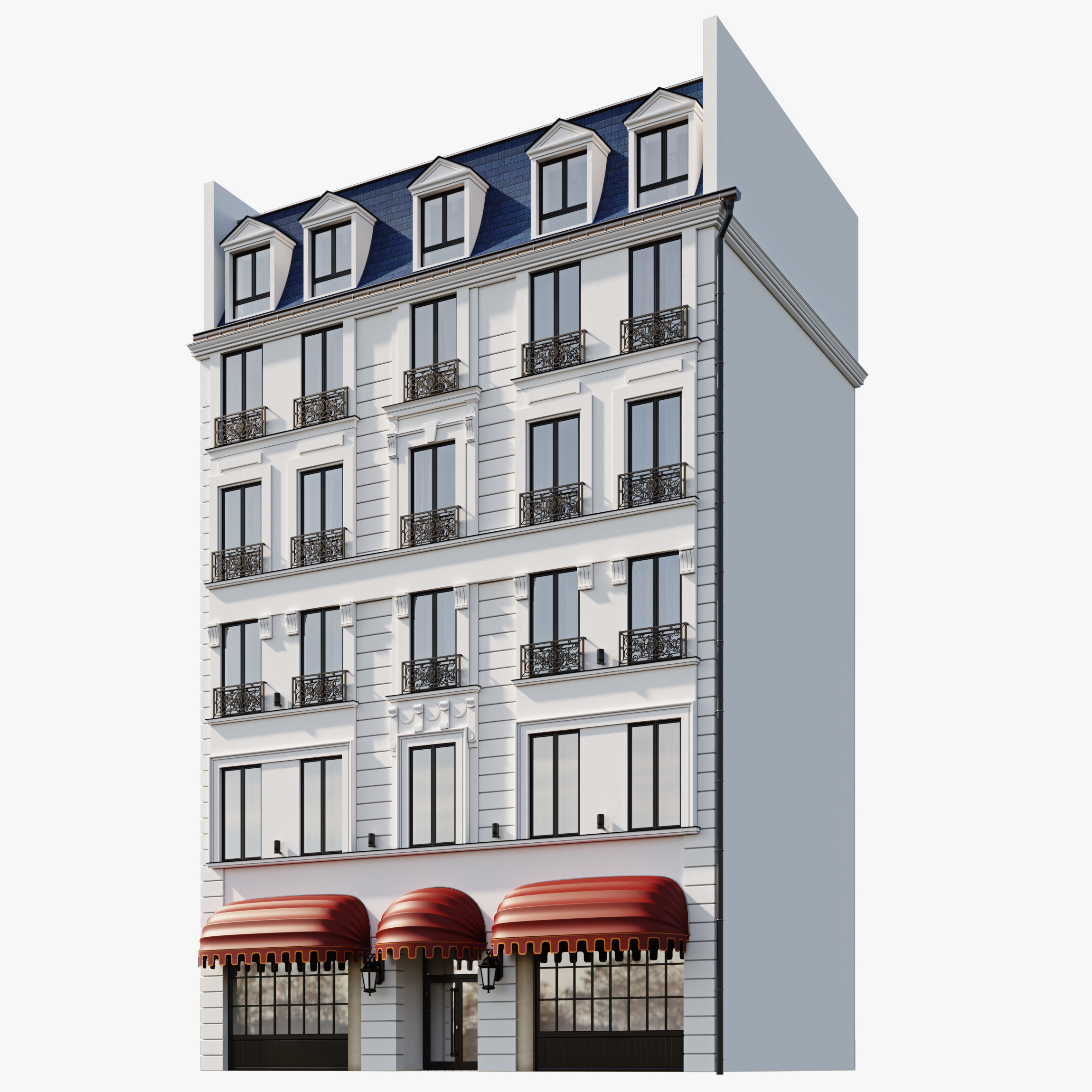 3D classic hotel facade - TurboSquid 1409314