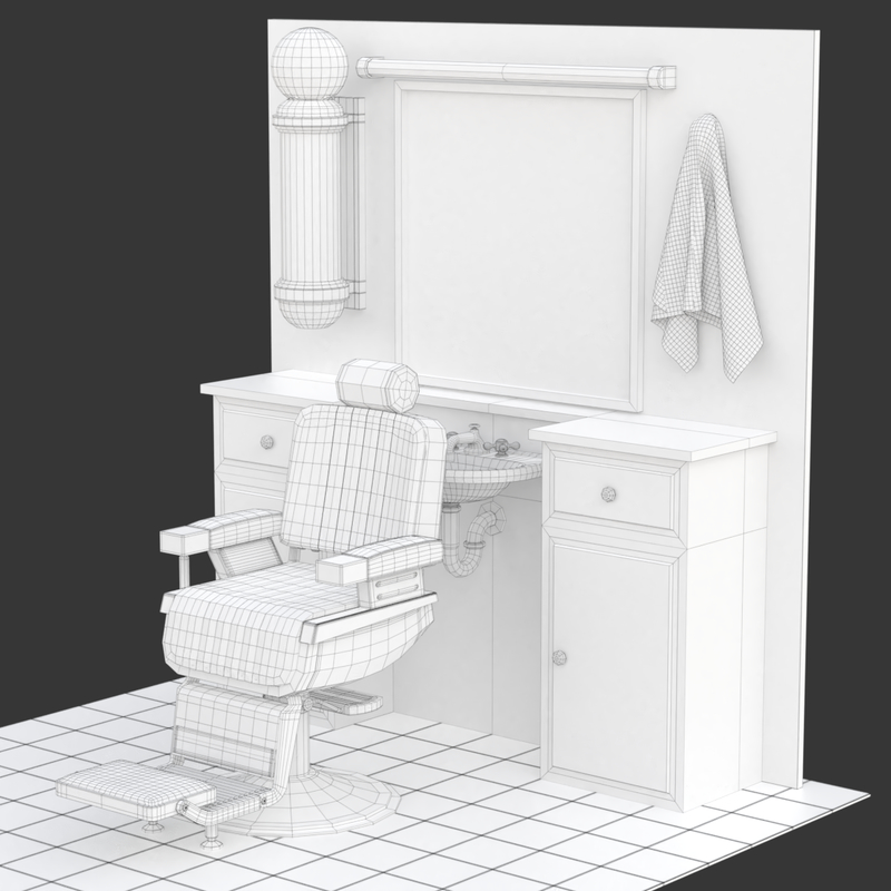 3D model barber shop scene - TurboSquid 1409361