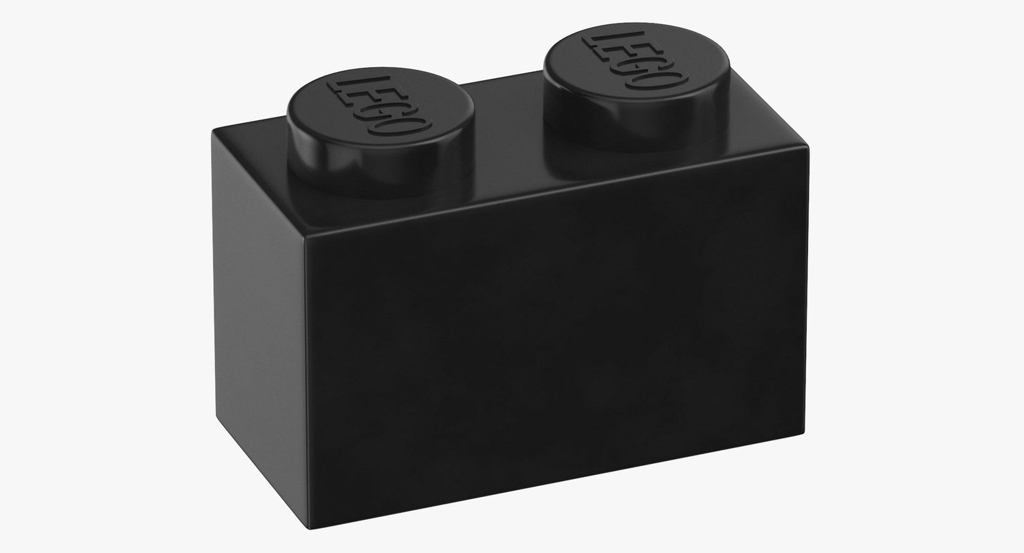 Lego brick 1x2 black model - TurboSquid 1409547