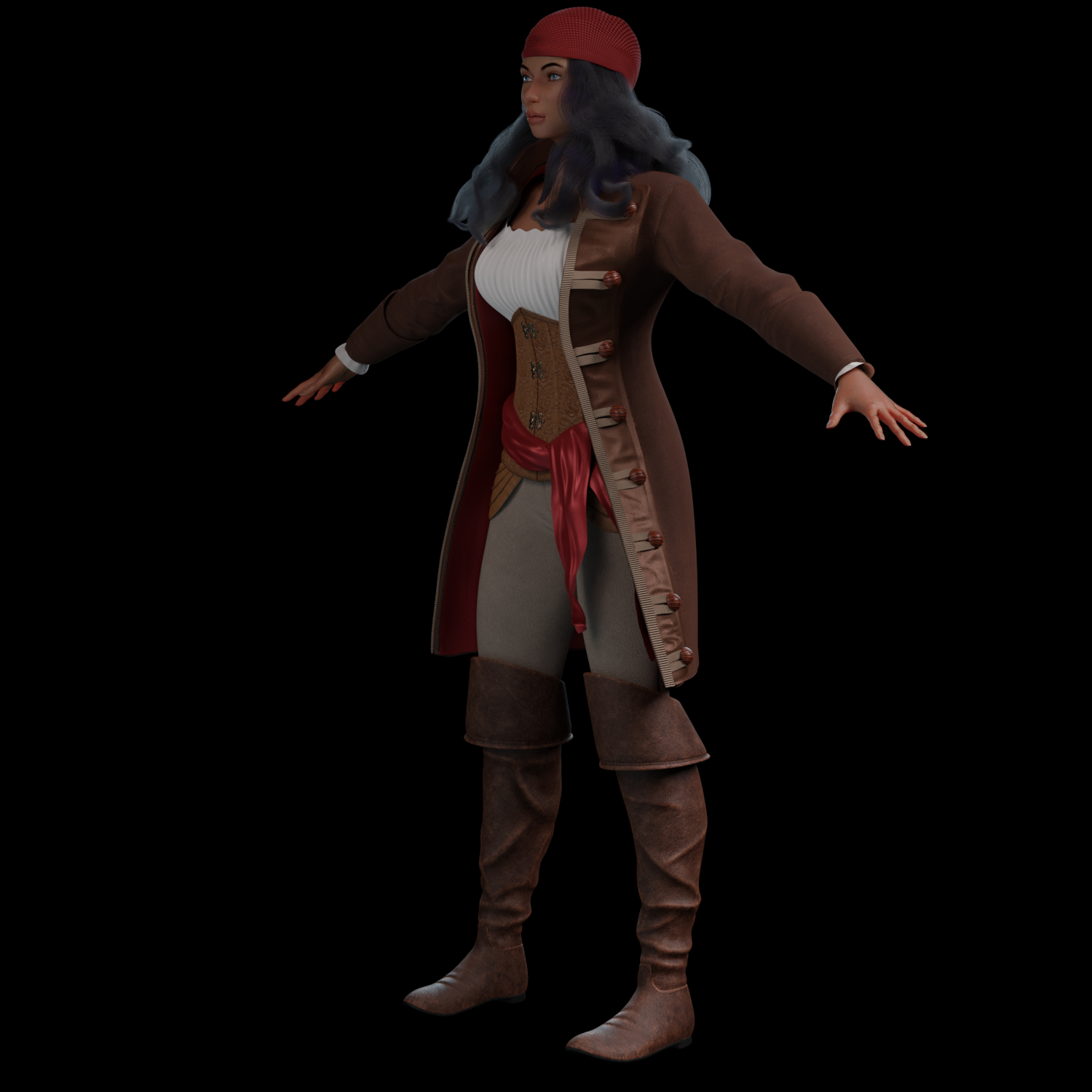 Female pirate character model - TurboSquid 1409659