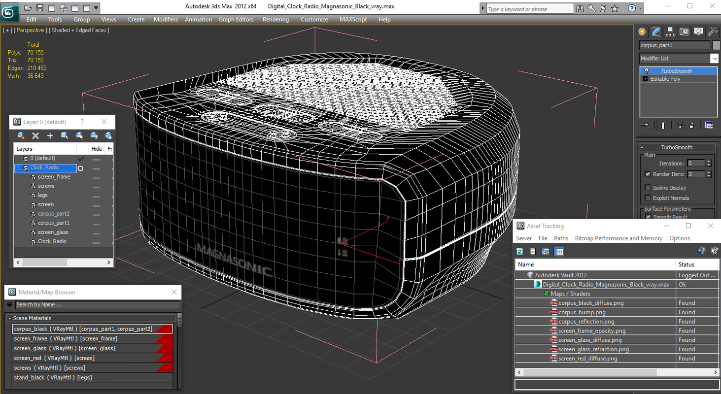 3D digital clock radio magnasonic - TurboSquid 1410225