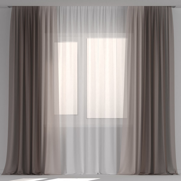 modelo 3d Cortinas de tul marron - TurboSquid 1410340