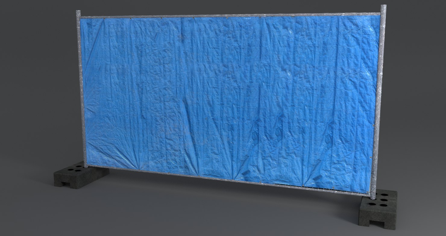 Blue construction site fence model - TurboSquid 1410720