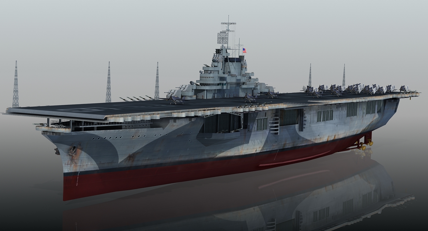 3d Uss Essex Cv 9 1944 1945 Model Turbosquid 1411779