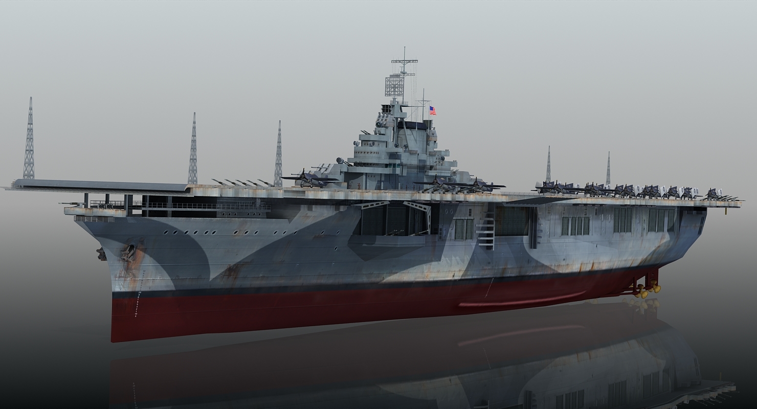 3D uss essex cv-9 1944-1945 model - TurboSquid 1411779