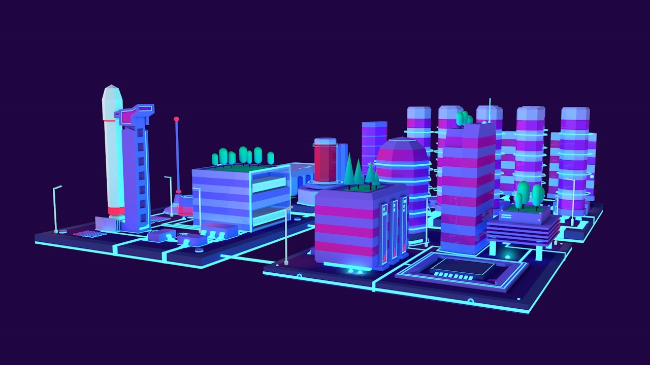 Cartoon space city 3D - TurboSquid 1411816